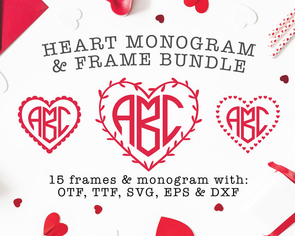 Heart Shaped Monogram SVG for Cricut, Cameo Silhouette – Caluya Design