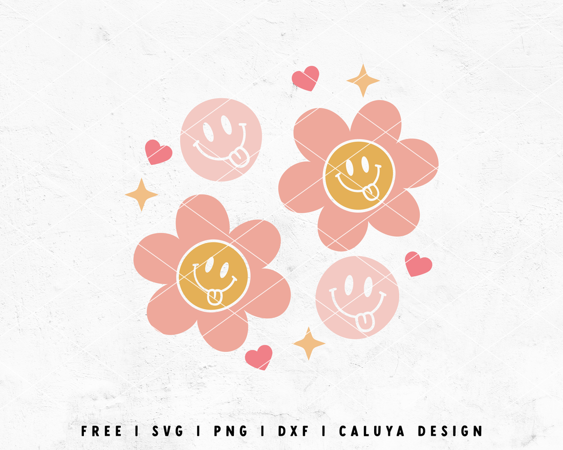 FREE Groovy Smiley Face SVG | Retro Flower SVG Cut File for Cricut ...