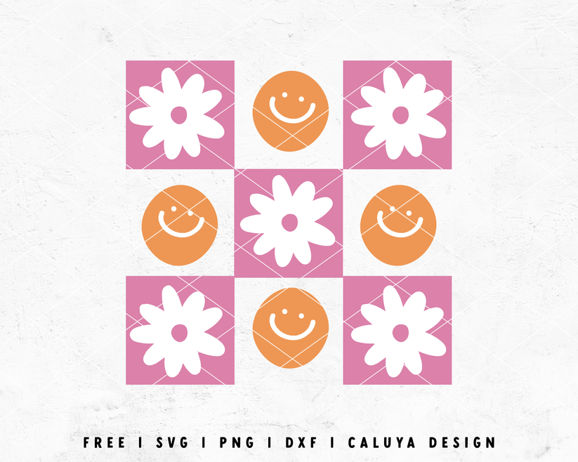 FREE Retro Pattern SVG | Smiley Face SVG Cut File for Cricut, Cameo ...