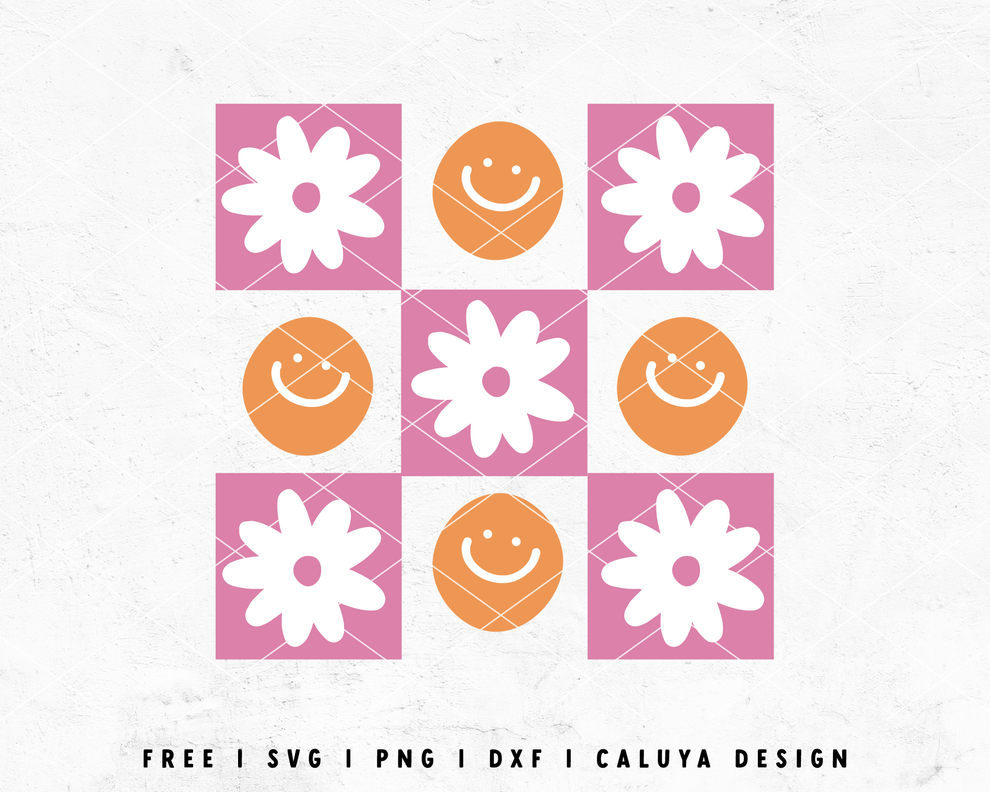 FREE Retro Pattern SVG | Smiley Face SVG Cut File for Cricut, Cameo ...