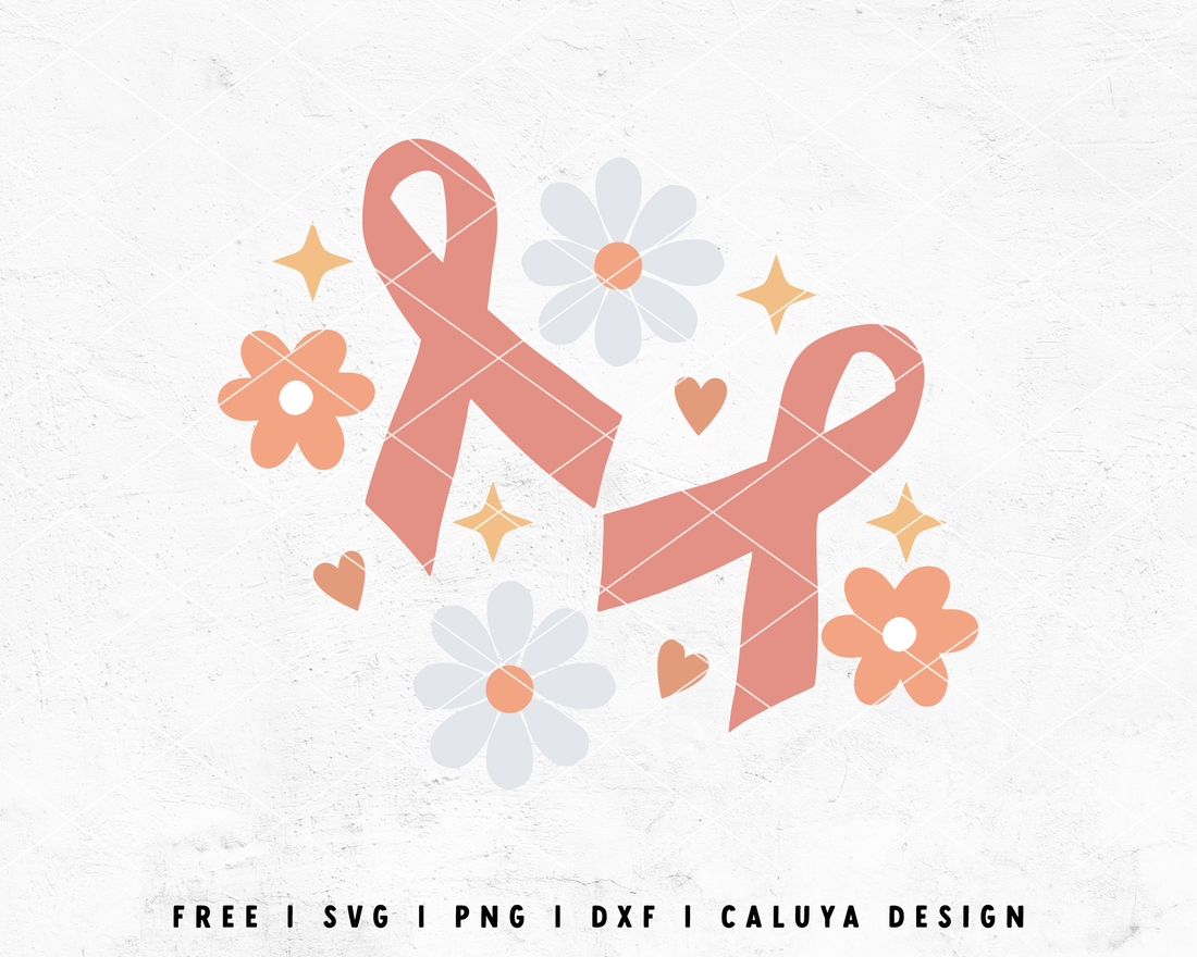 FREE Awareness Ribbon SVG | With Retro Flower SVG Cut File for Cricut ...