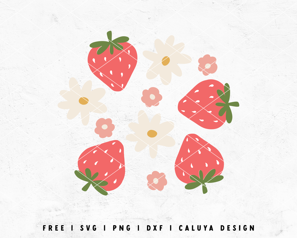 FREE Strawberry SVG | Cute Fruits SVG Cut File for Cricut, Cameo ...