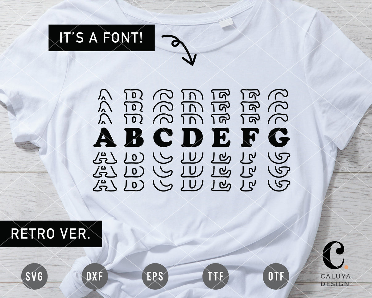 Stacked Letter Cricut Font Retro Ver – Caluya Design