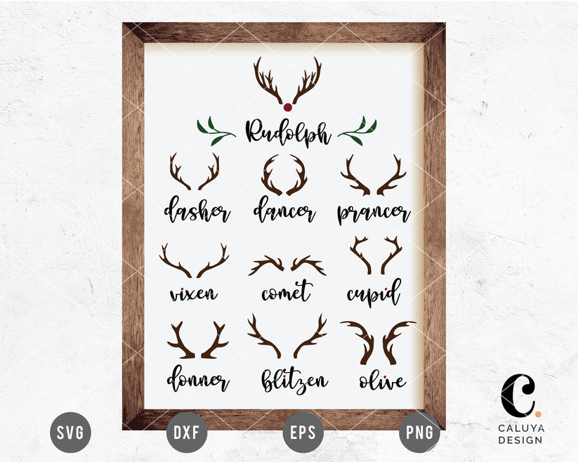 Reindeer Christmas Antlers Sign SVG For Cricut Craft Project – Caluya ...