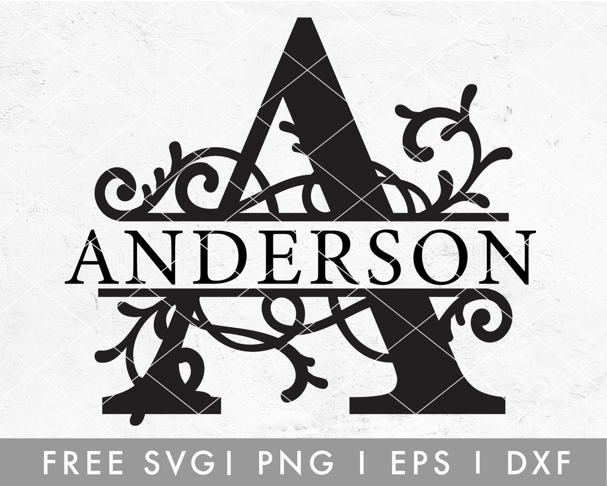 FREE Vine Split Monogram SVG Cut File for Cricut, Cameo Silhouette ...