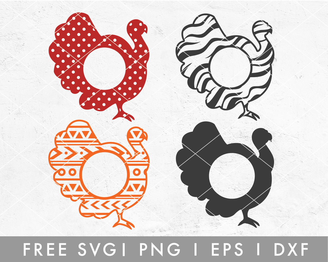 FREE Turkey Pattern Monogram SVG For Cricut, Cameo Silhouette – Caluya ...