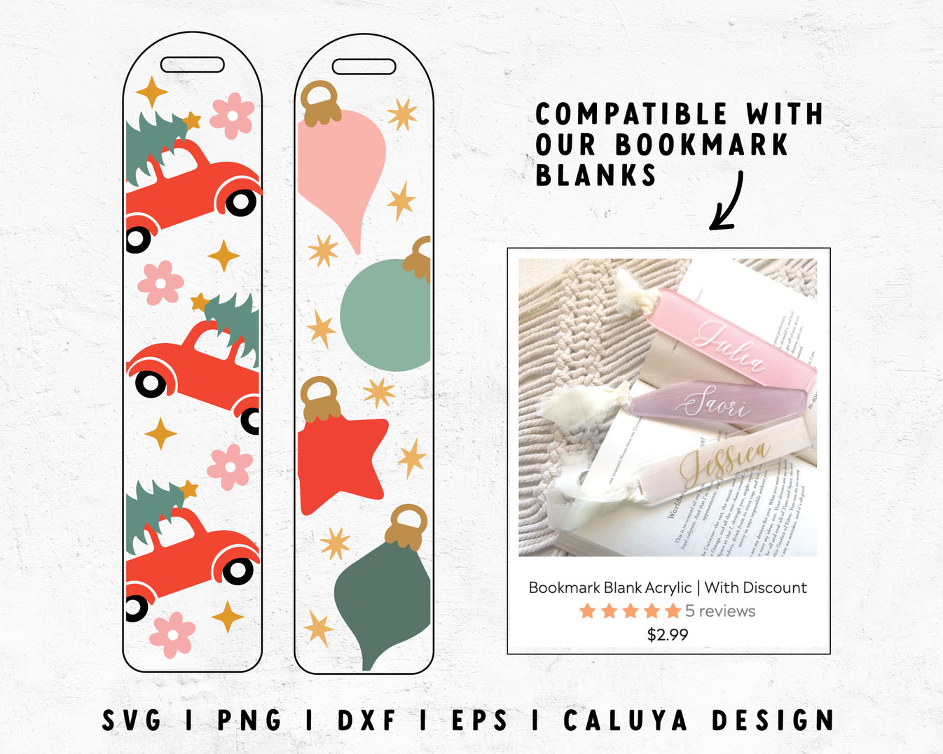 Pastel Christmas Bookmark SVG | Ornament SVG – Caluya Design