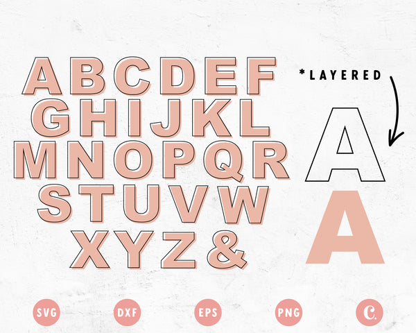 Letter with Outline SVG | Cricut Font SVG – Caluya Design