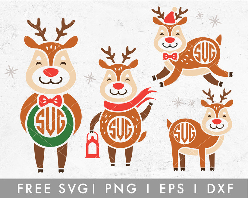 FREE Christmas Reindeer Monogram SVG For Cricut, Cameo Silhouette ...