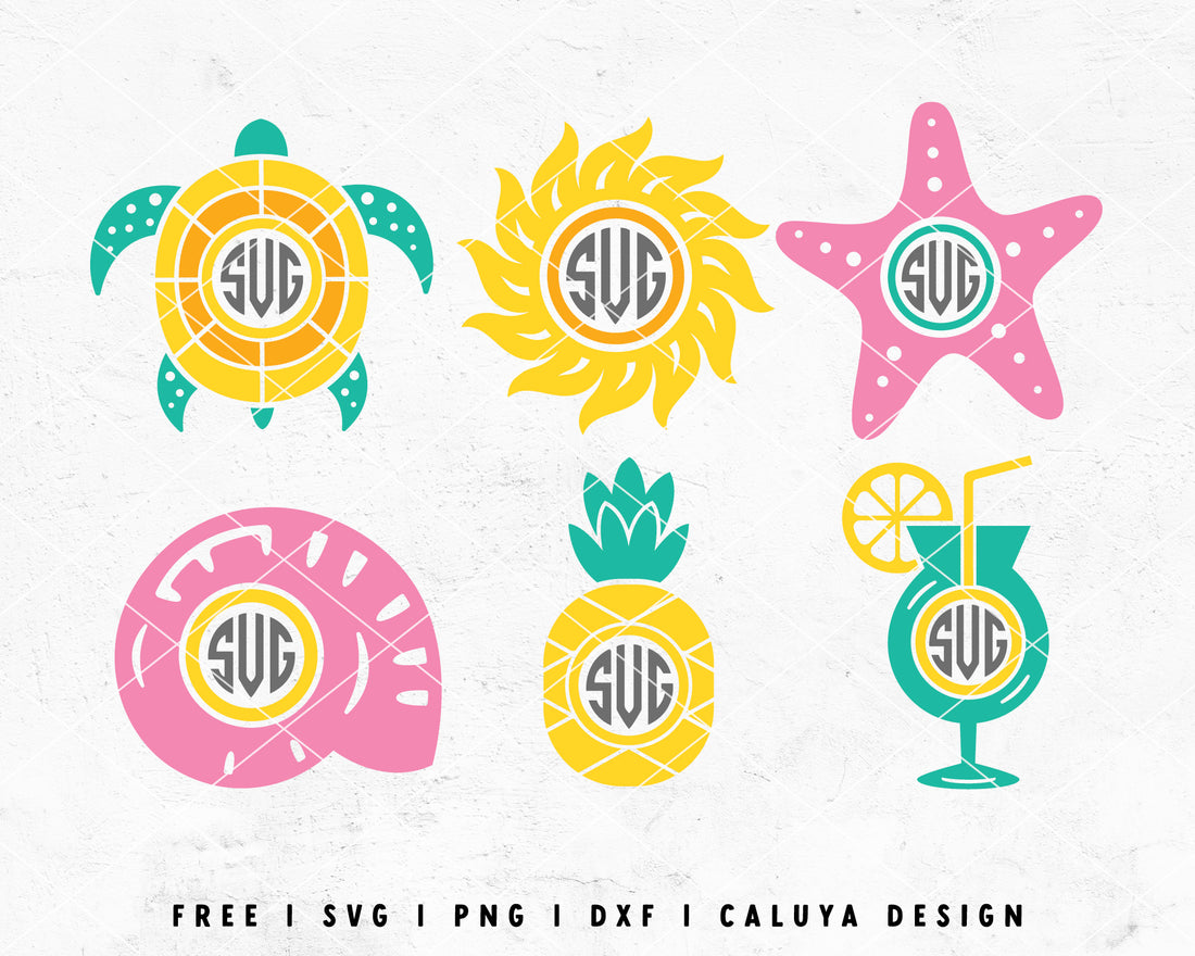FREE Summer SVG | Shell SVG | Monogram SVG Cut File for Cricut, Cameo ...