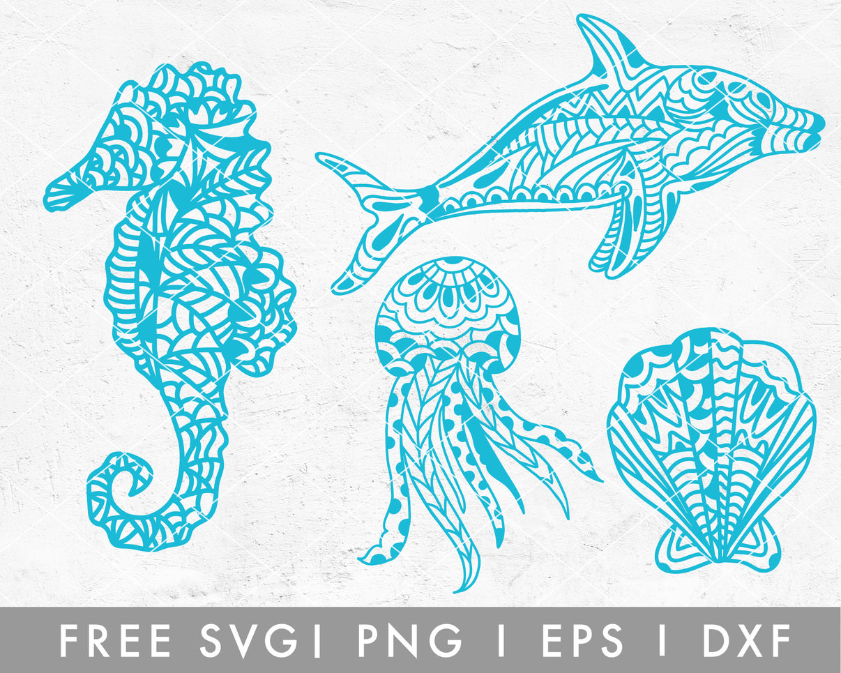 Free FREE Mandala SVG | Sea Animals SVG SVG Cut File for Cricut, Cameo ...