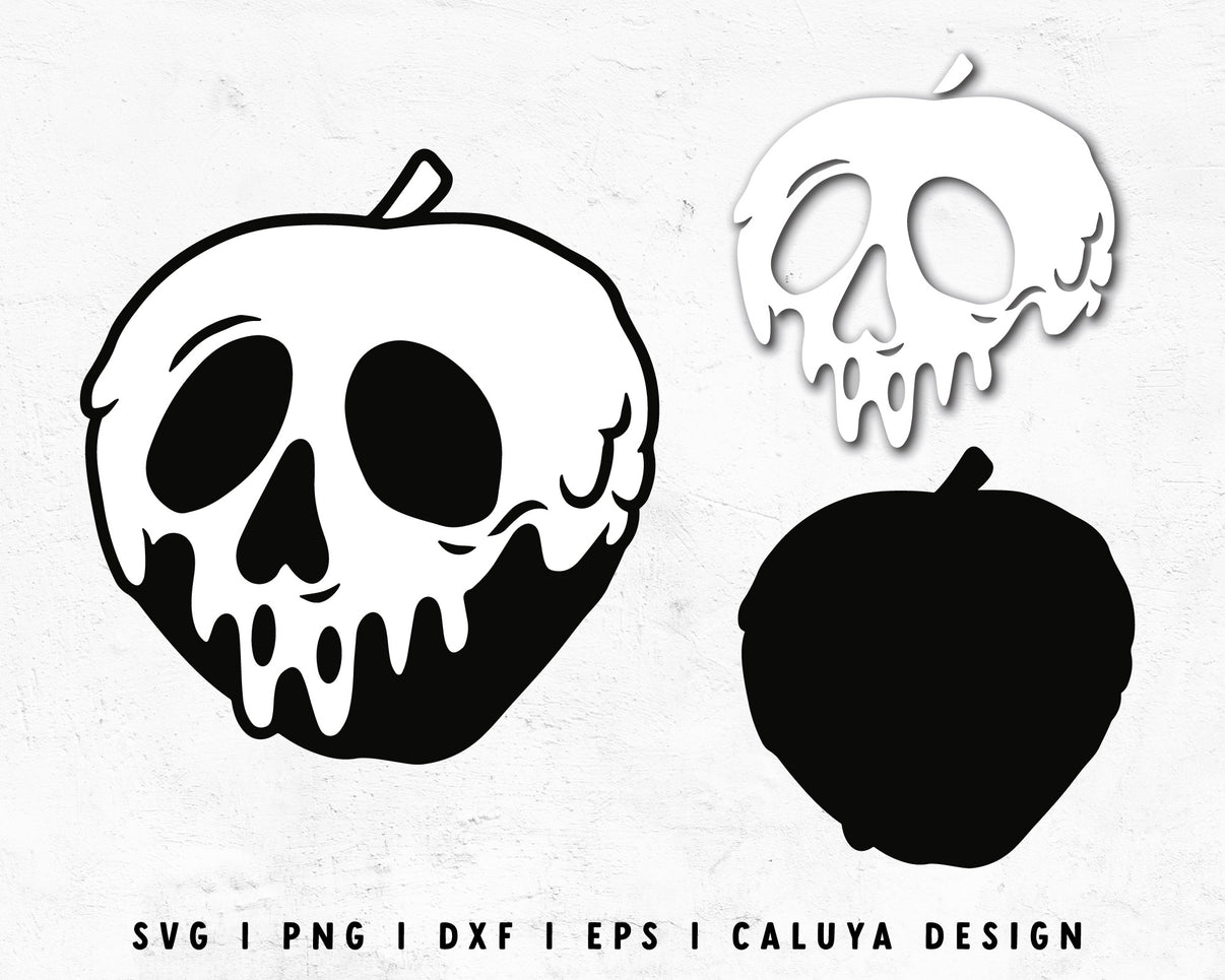 FREE Poisoned Apple SVG | Halloween SVG | Black And White SVG Cut File ...
