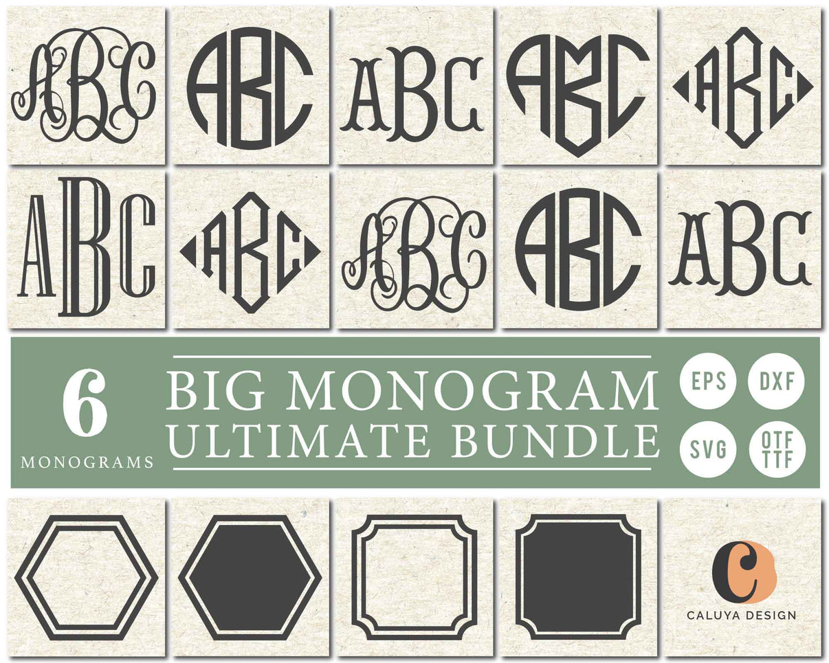 Big Monogram SVG & Font Bundle – Caluya Design